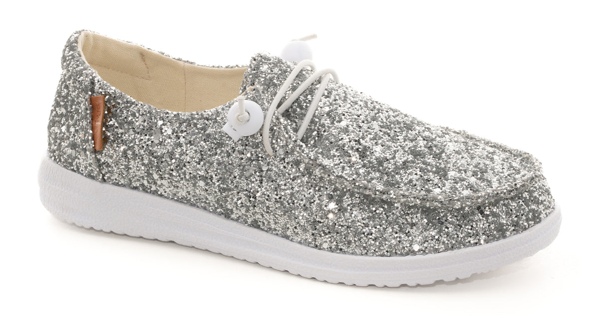 Kayak Silver Glitter Shoe – Rhinestone Divaz